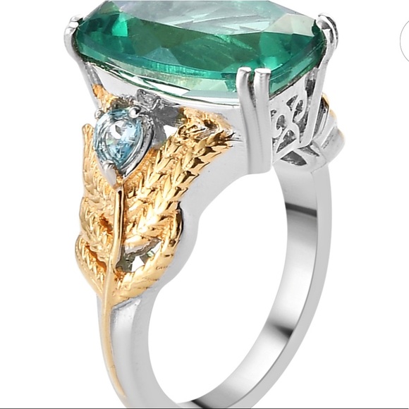 Jewelry | Peacock Quartzblue Topaz Ring Vermeil Gold Over Sterling ...